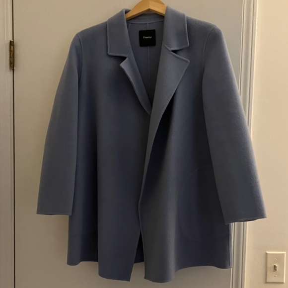 Theory | Jackets & Coats | Theory Womens Soft Blue Cape Coat | Poshmark
